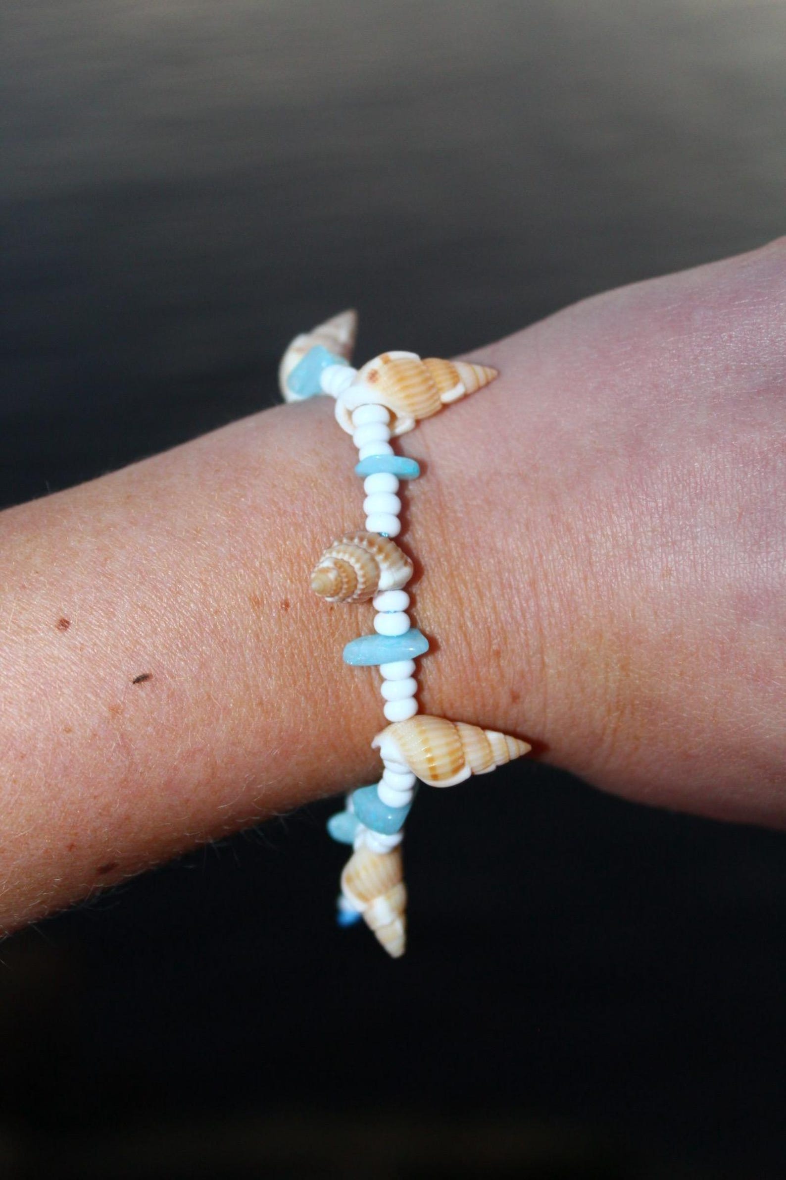Beaded Sea Shell Bracelet - Etsy