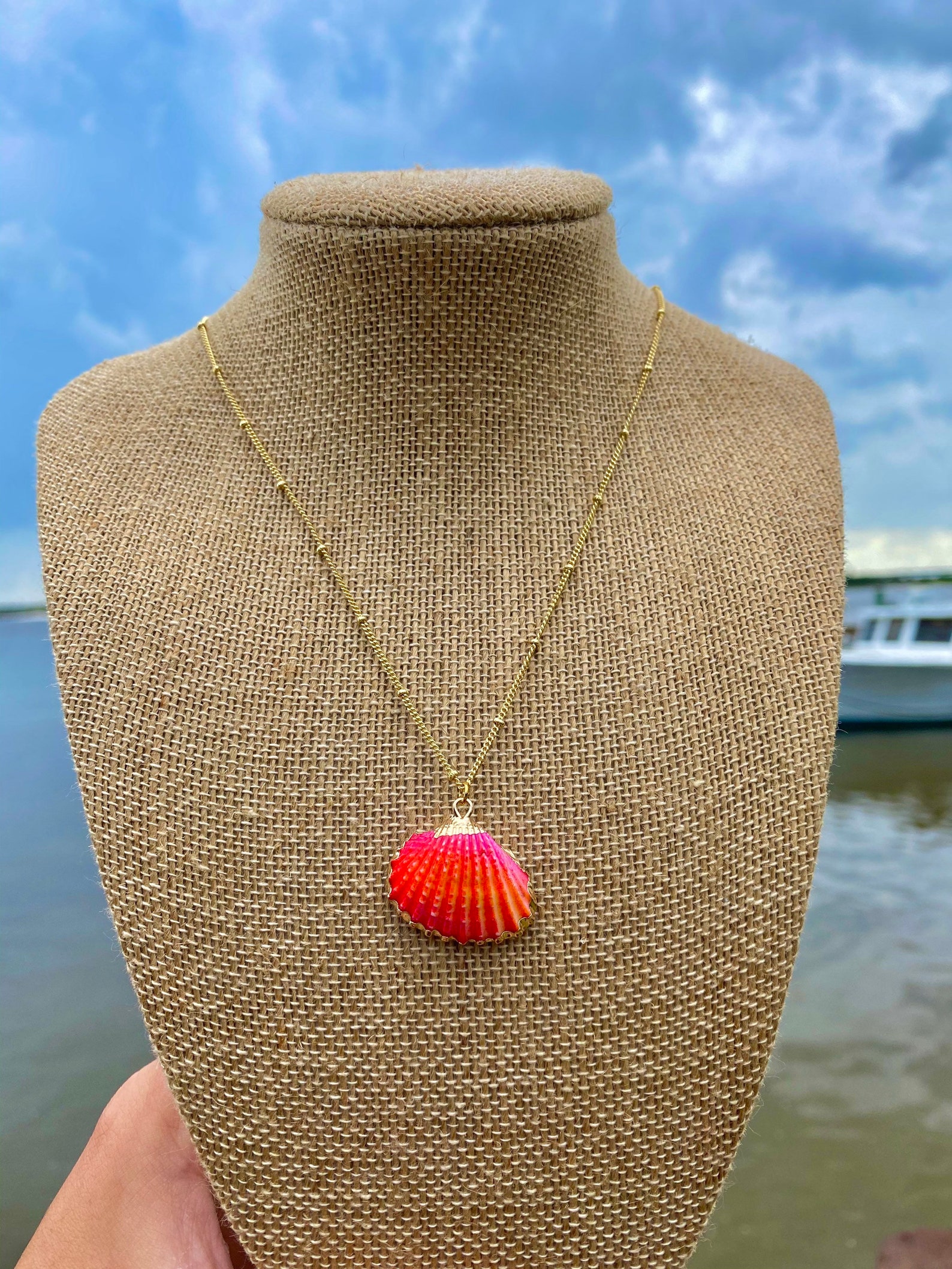 Gold Sunset Painted Sea Shell Necklaces | Etsy