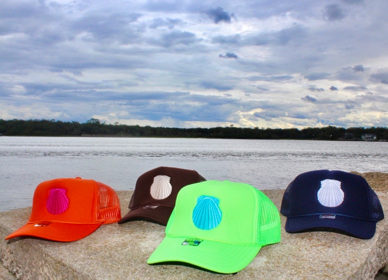 Orange & Pink Scallop / Sea Shell Trucker Hat - Etsy
