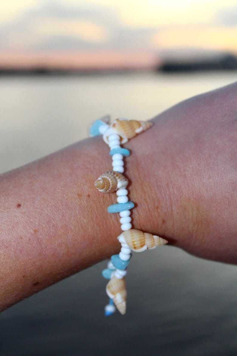 Beaded Sea Shell Bracelet - Etsy