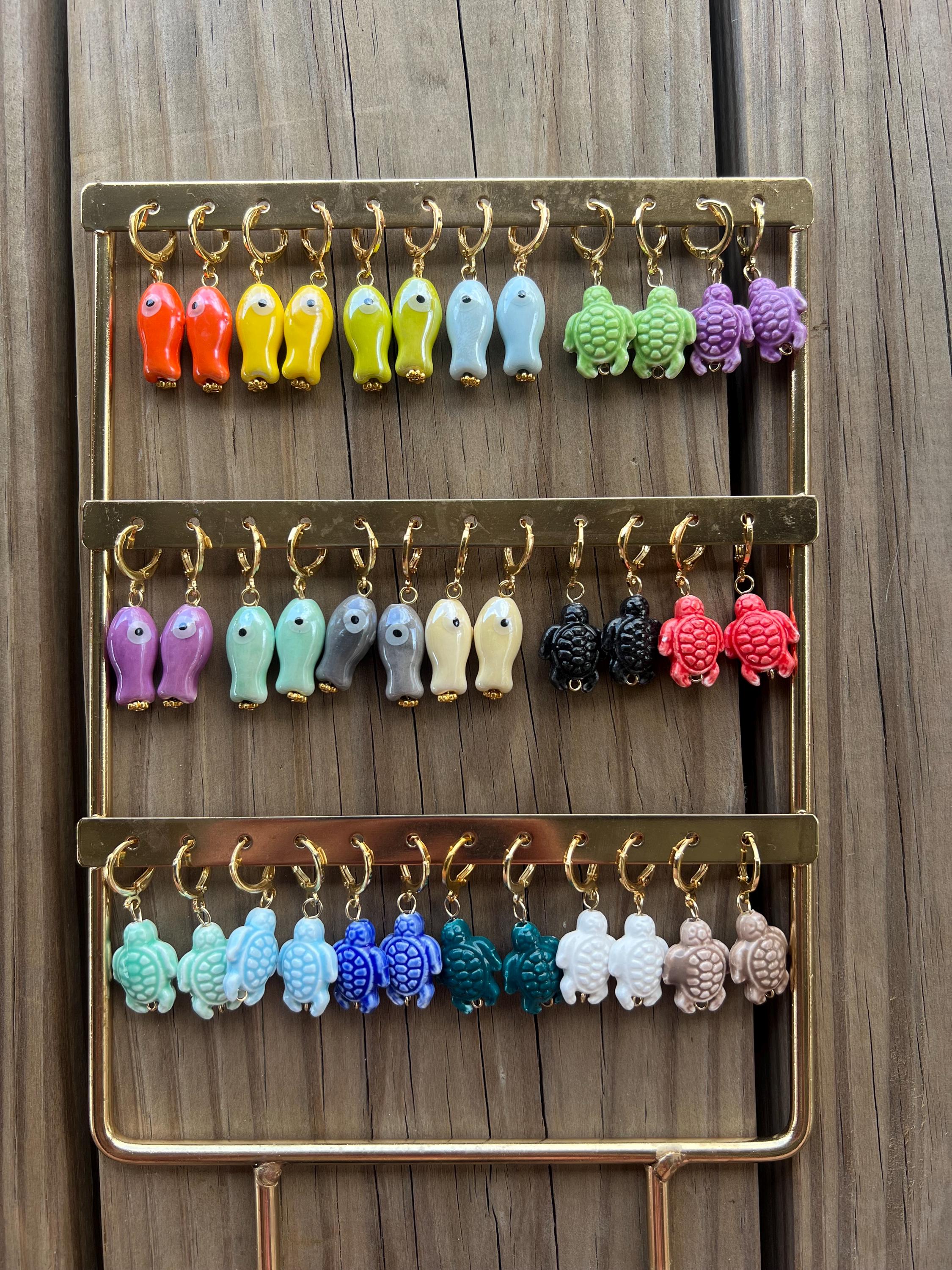 18K Real Gold Plated Porcelain Fish Huggies / Fishing Lure Huggies - Etsy