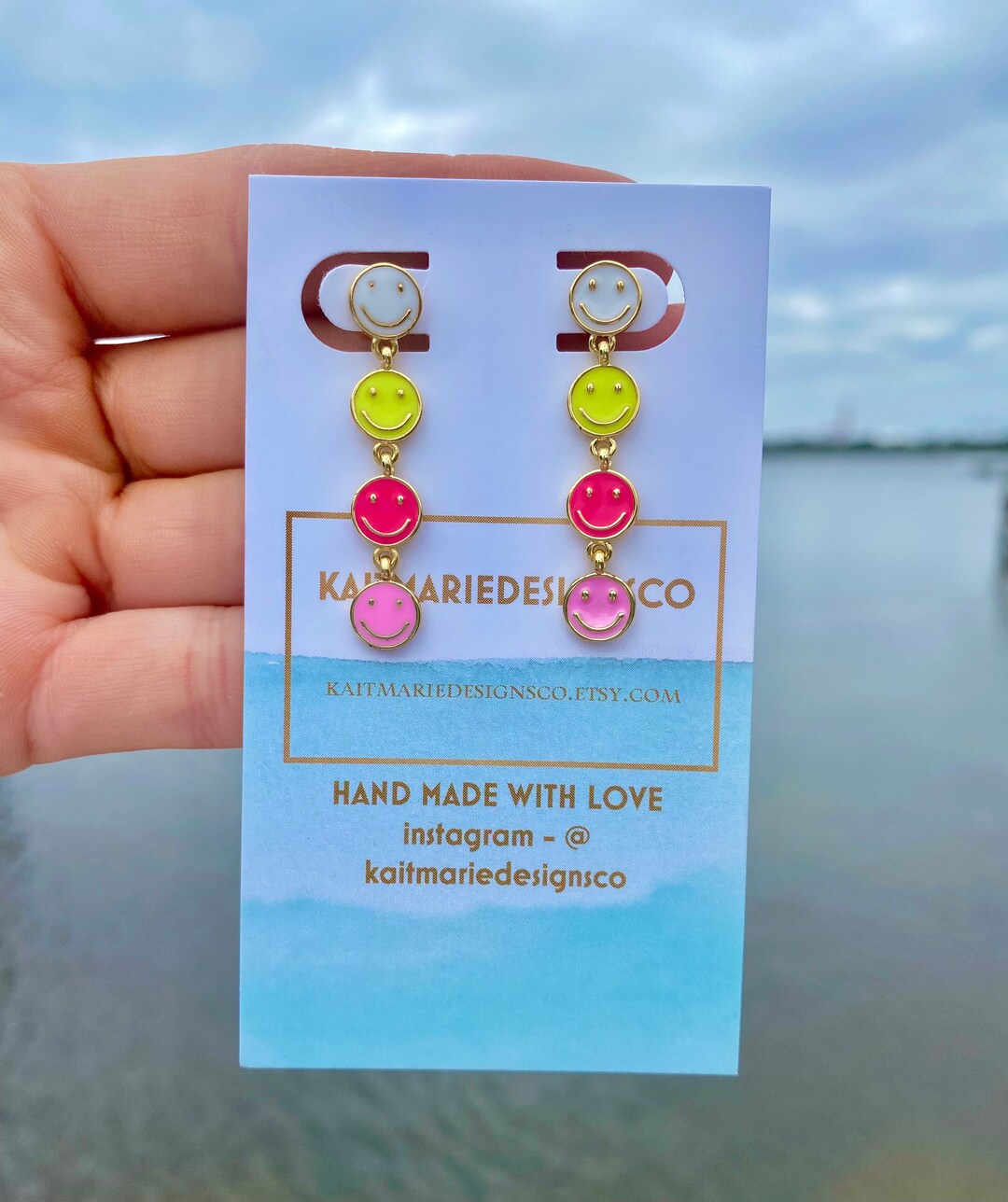 18K Gold Plated Smiley Face Earrings / Happy Face Earrings / Smile ...