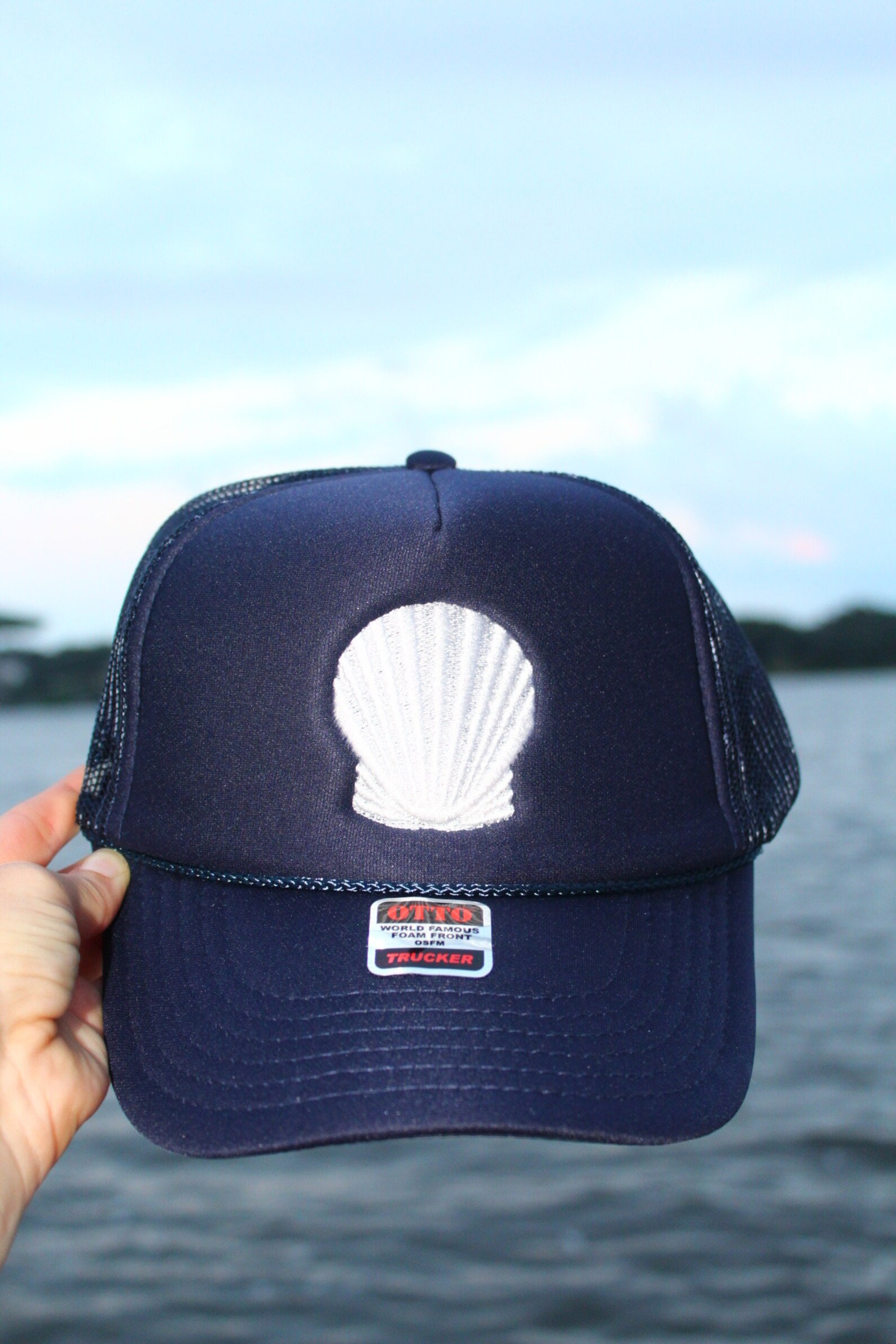 Navy Blue & White Scallop / Sea Shell Trucker Hat - Etsy