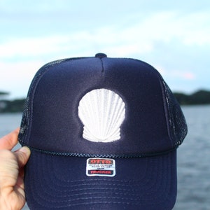 Navy Blue & White Scallop / Sea Shell Trucker Hat - Etsy
