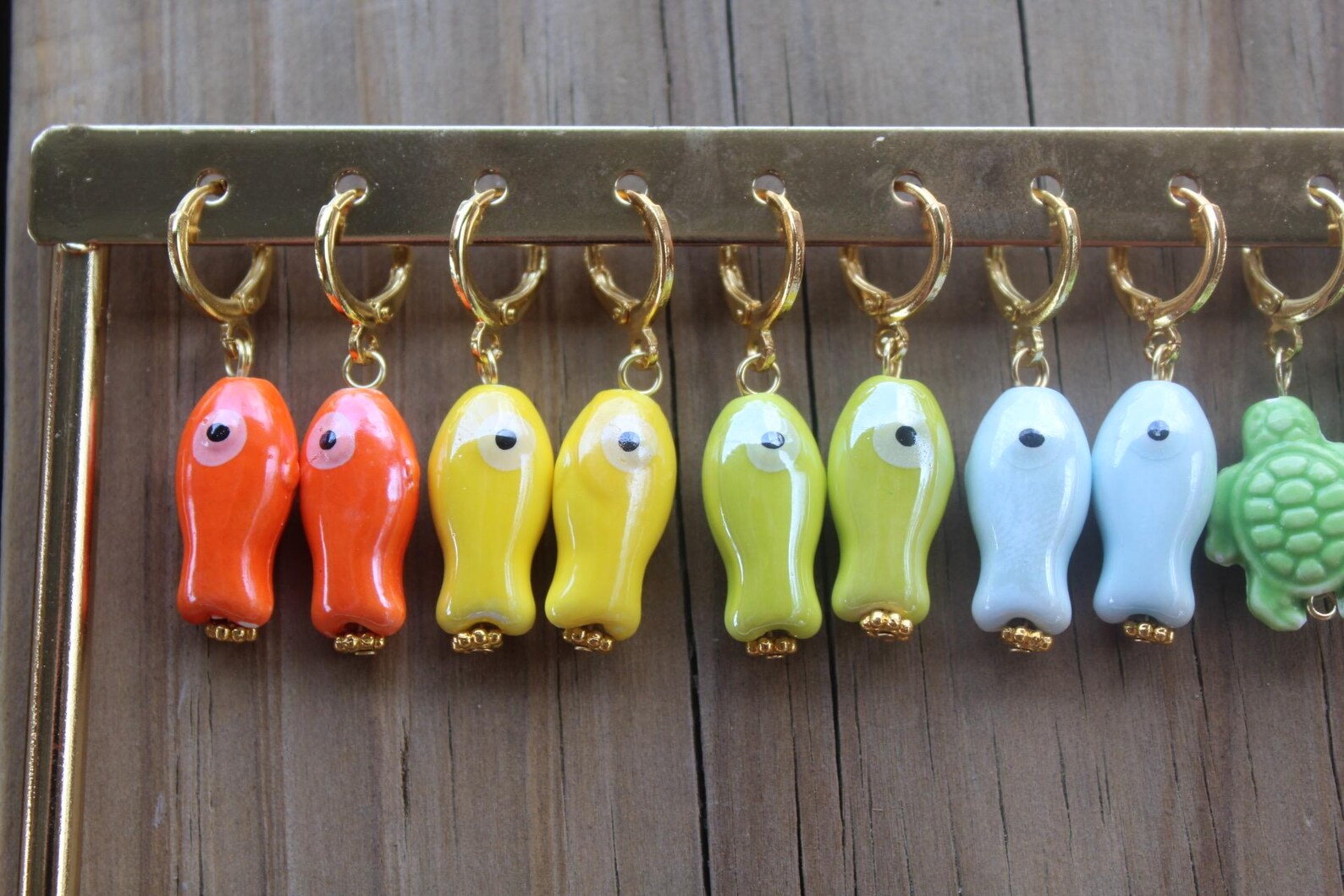 18K Real Gold Plated Porcelain Fish Huggies / Fishing Lure Huggies - Etsy