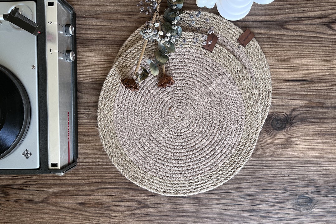 Jute Handmade Beige Supla Set, Jute Effect Ethnic Decor Placemat ...