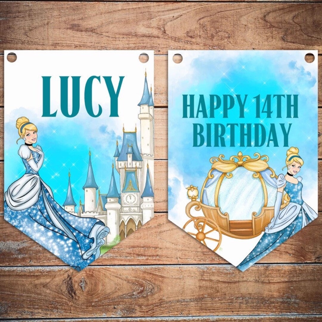 Cinderella Bunting, Personalised Birthday Bunting, Watercolour Princess ...
