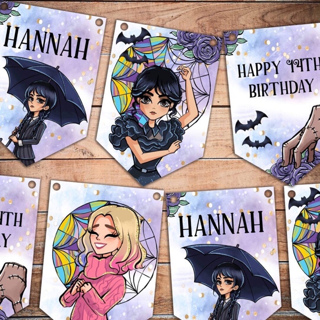 Wednesday Birthday Banner , Wednesday Birthday Bunting , Personalised ...