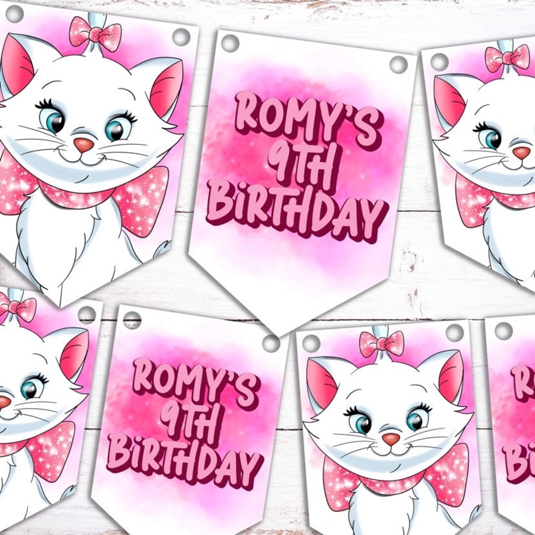 Marie Cat Personalised Birthday Bunting, Marie Personalised Garland ...