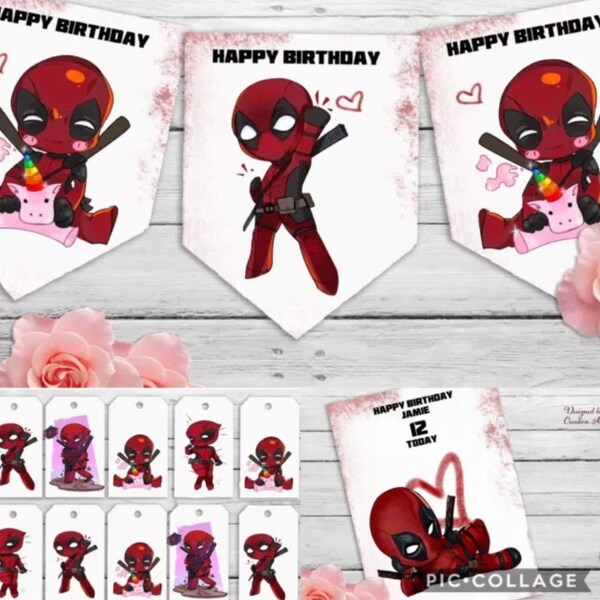 Deadpool Party Supplies - Etsy