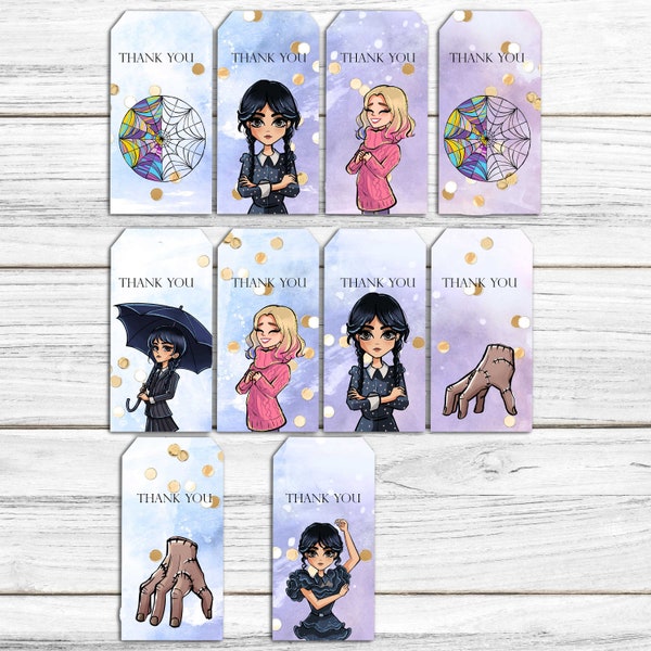 Wednesday Addams Thank You Stickers - Etsy