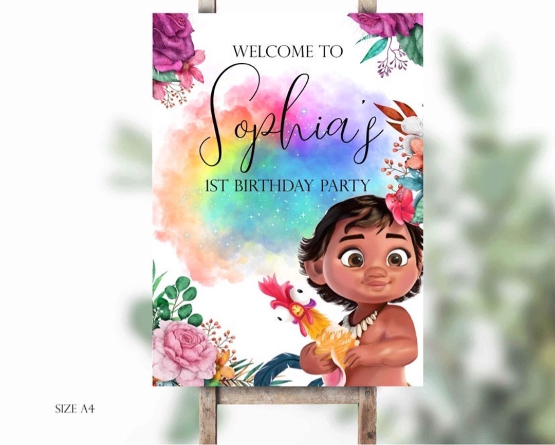 Personalised Baby Moana Birthday Sign, Baby Moana Welcome Sign, Moana ...