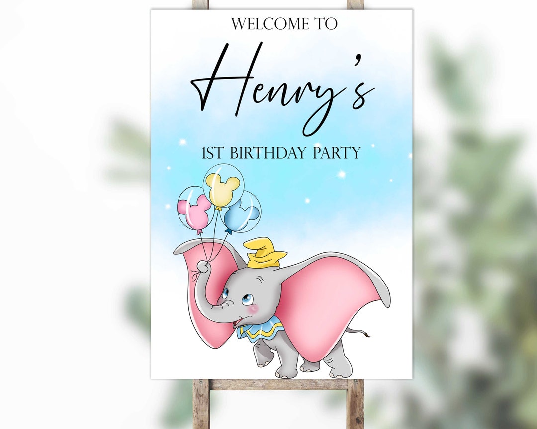 Personalised Baby Dumbo Birthday Sign, Baby Dumbo Welcome Sign, Jungle ...
