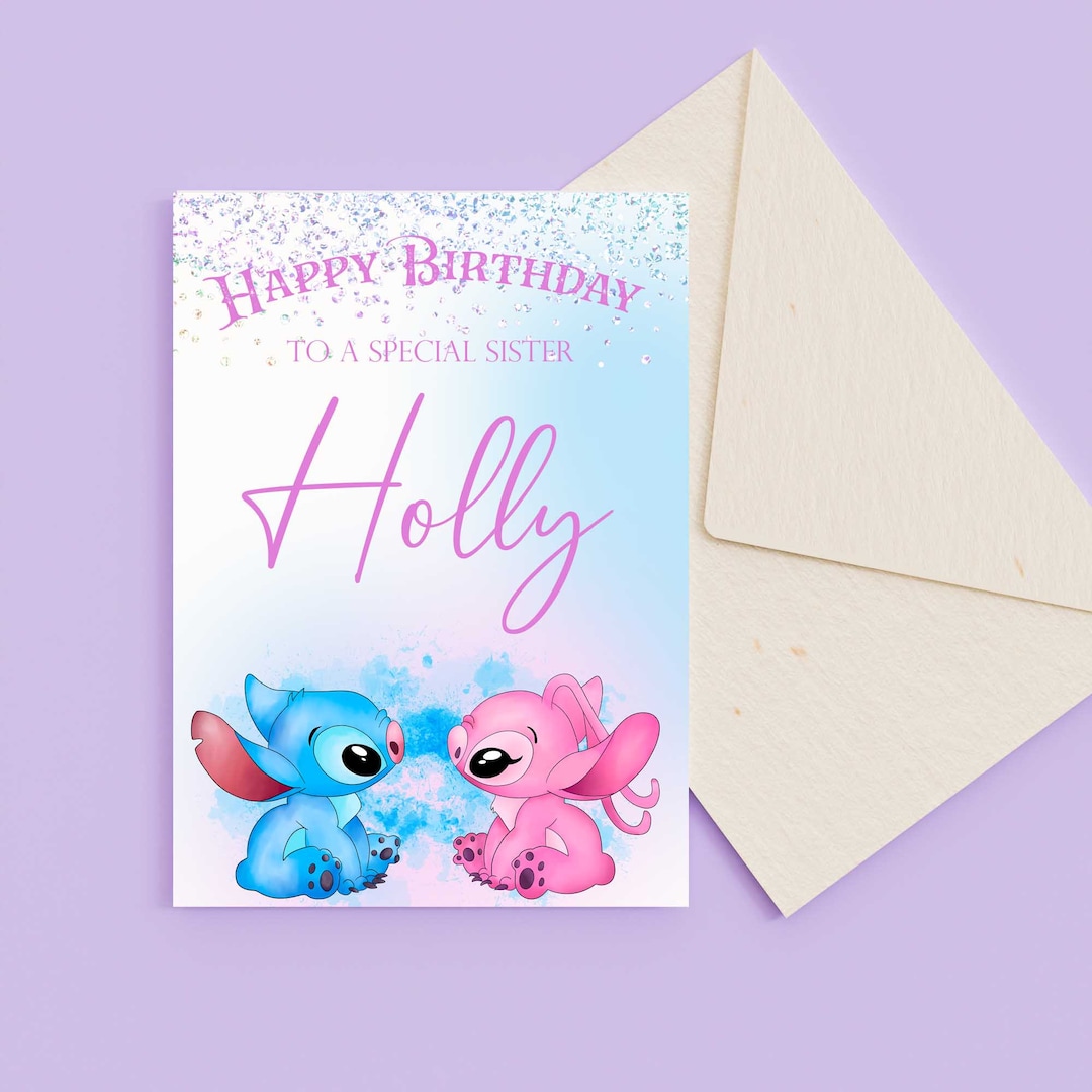Personalised Stitch and Angel Birthday Card , Stitch Birthday Card ...