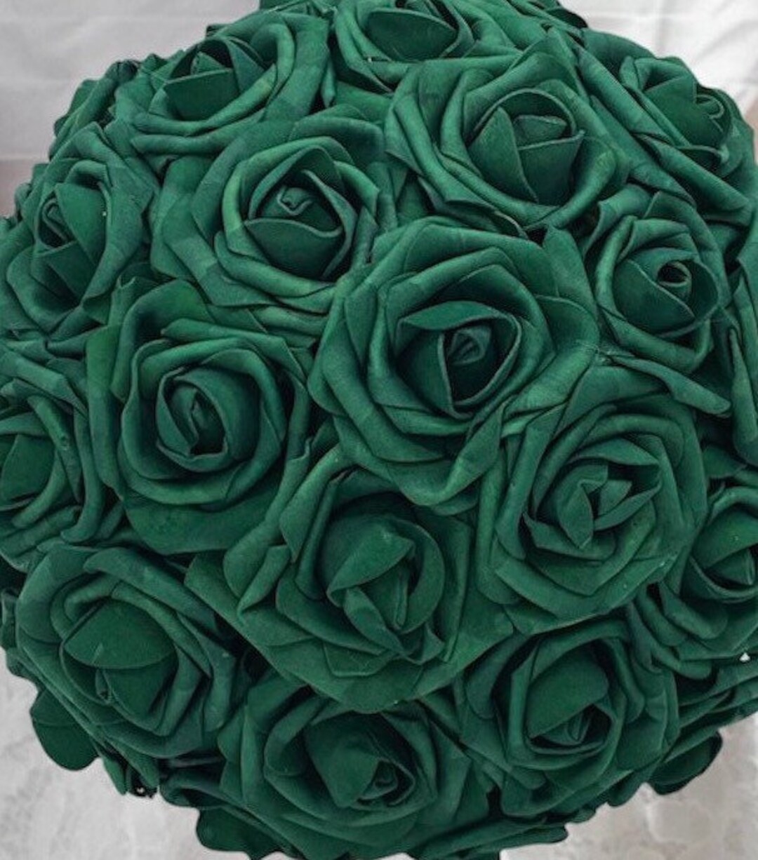 Dark Green Emerald Green Real Touch Roses L Foam PE L Fabric Flowers ...