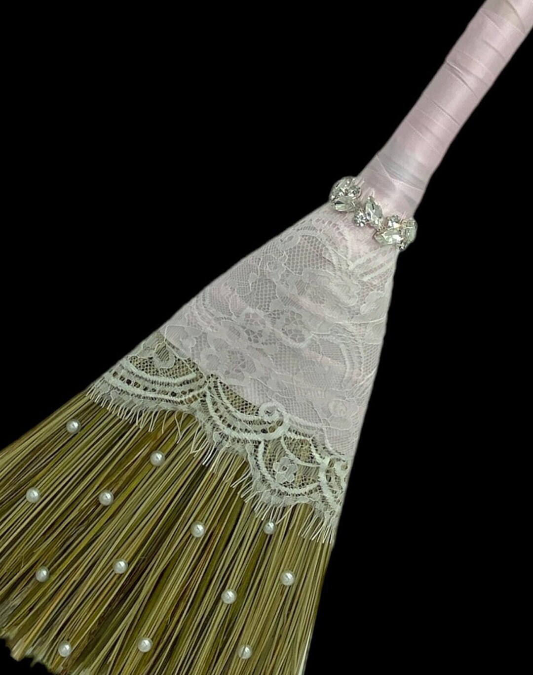 Customized Wedding Jumping Broom L Blush Pink L White Lace L ...