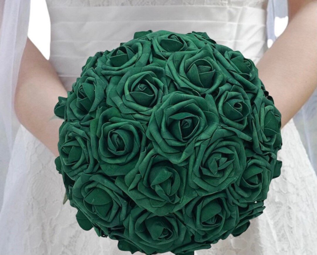 Emerald Green Bouquet L Real Touch Bridal Bouquet L Bridesmaids Bouquet ...