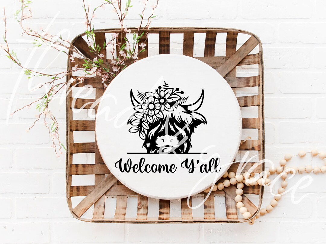 Highland Cow Digital Design, Door Hanger Designs, Farmhouse Door Decor ...