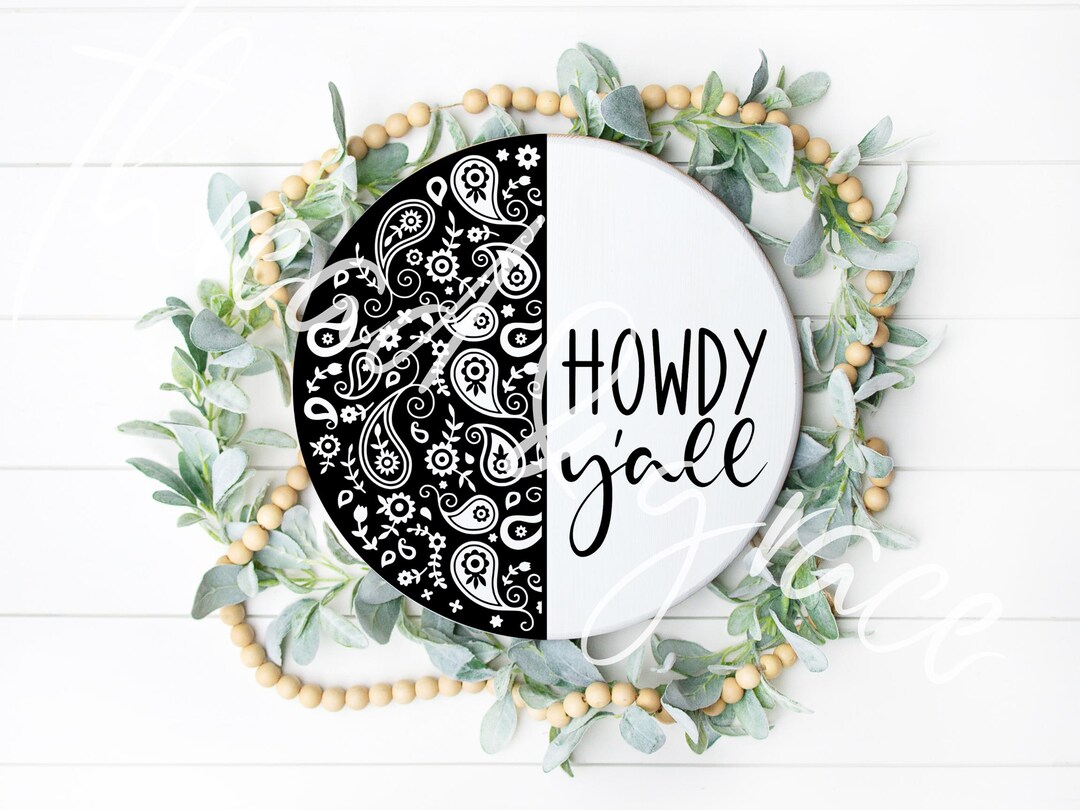 Howdy Y'all Paisley Digital Design, Bandana Country Western Cut File ...
