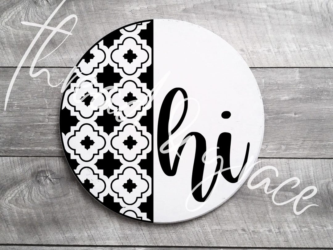 Hi Hello Digital Door Sign Design, Welcome Door Hanger Cut File, Home ...