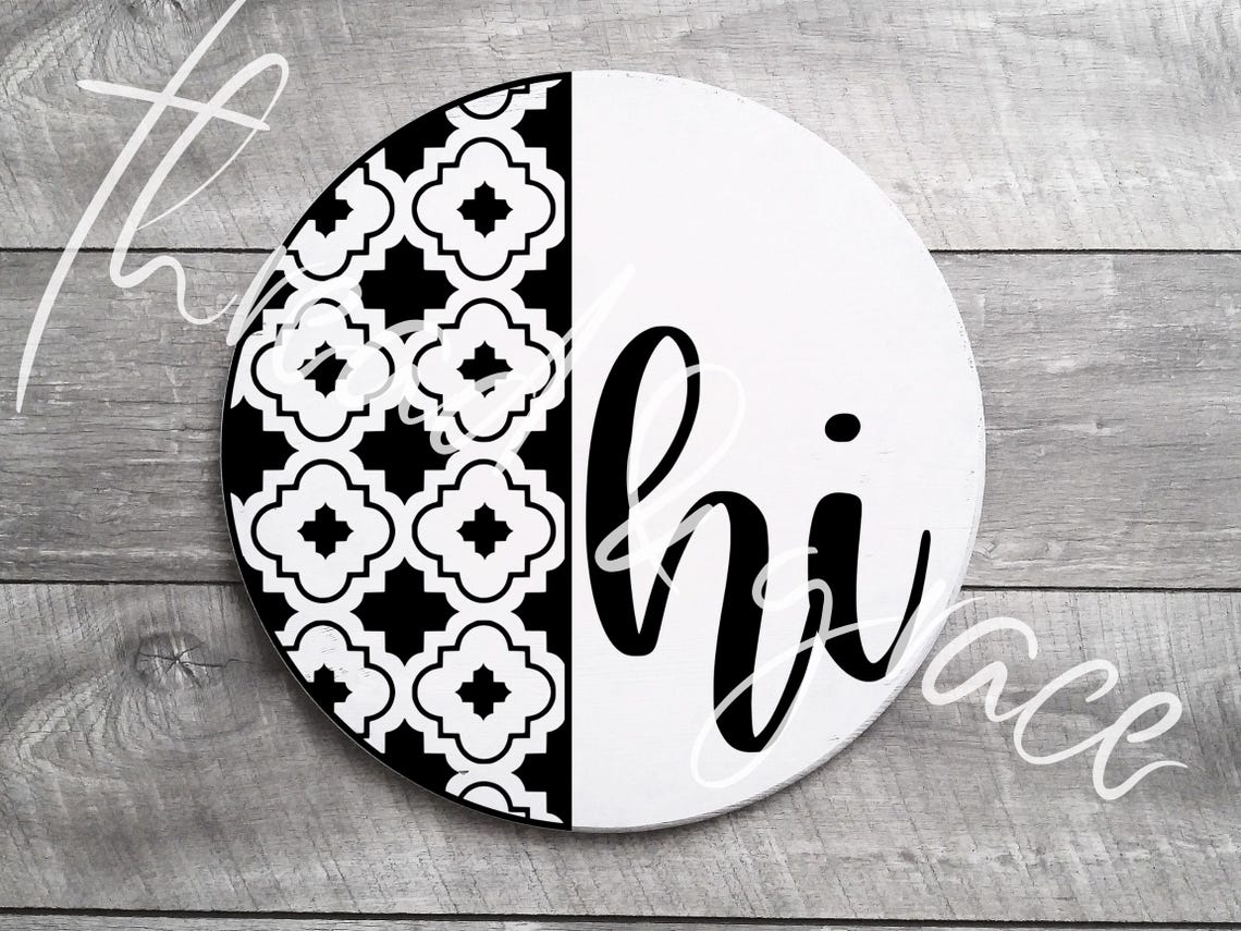 Hi Hello Digital Door Sign Design, Welcome Door Hanger Cut File, Home ...