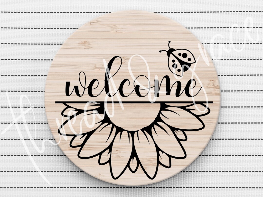 Welcome Lady Bug Digital Design, Summer Door Hanger Cut File, Round ...