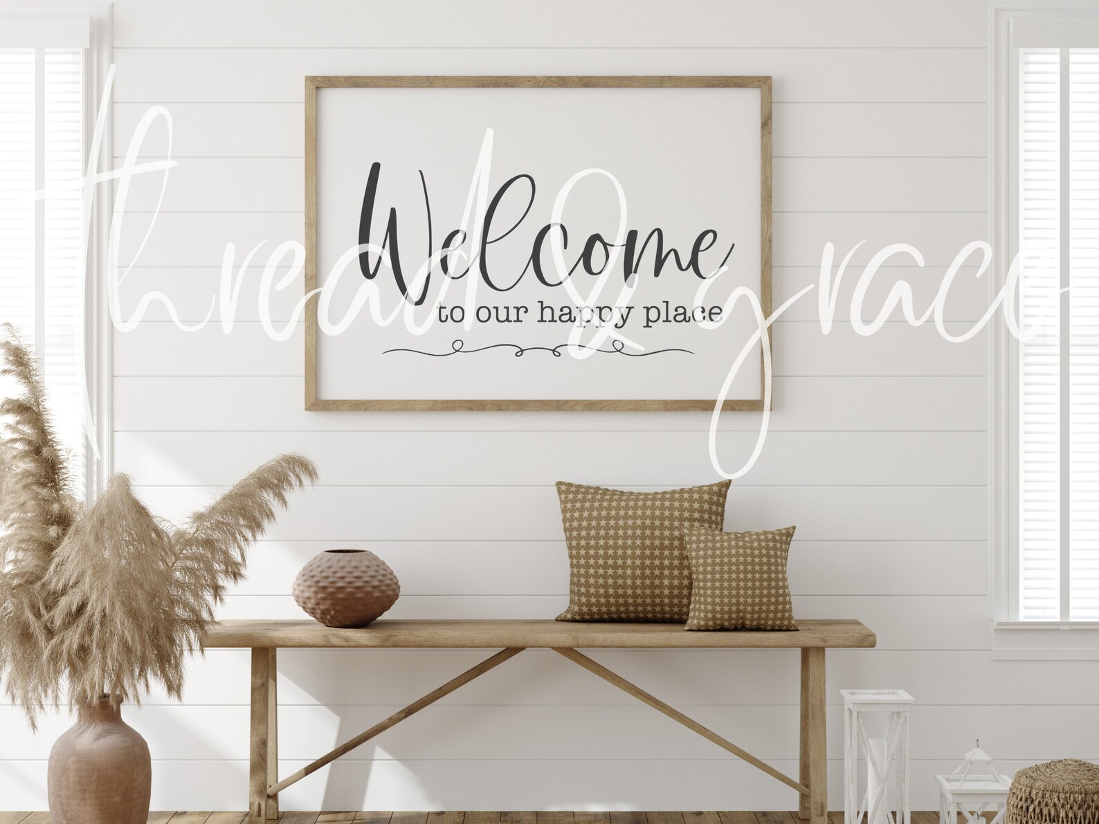 Welcome to Our Happy Place Door Sign Design, Farmhouse Round Door Sign ...