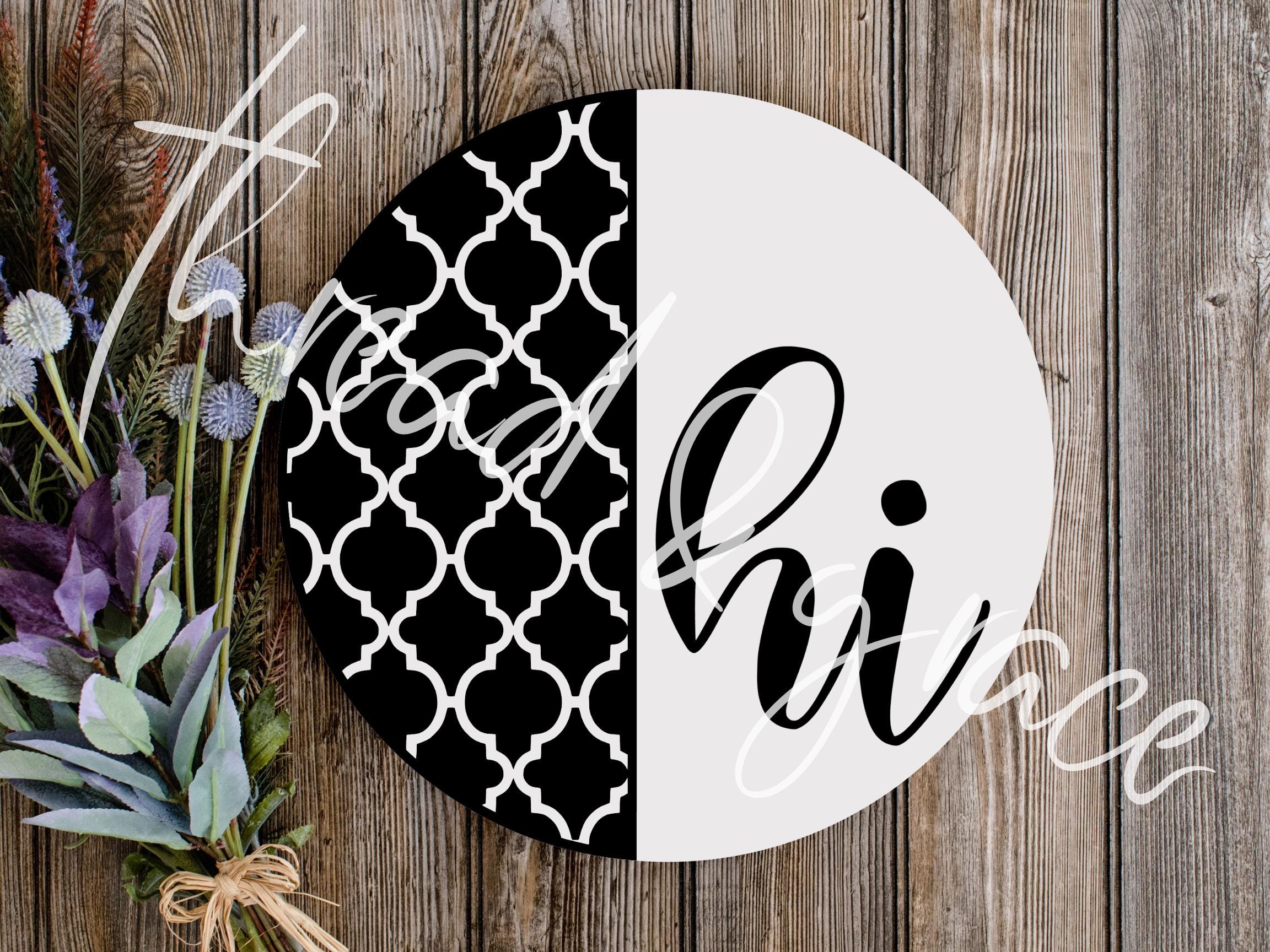 Hi Hello Welcome Digital Door Sign Design, Welcome Door Hanger Cut File ...