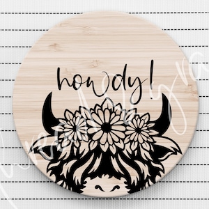 Howdy Highland Cow Digital Design, Door Hanger Cut File, Farmhouse Cow ...