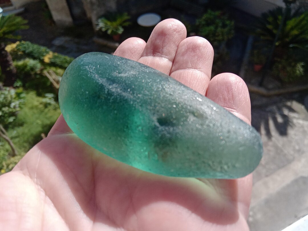 Teal Sea Glass /very Large Piece of Sea Glass (80 Gr.!) / Rare Sea ...