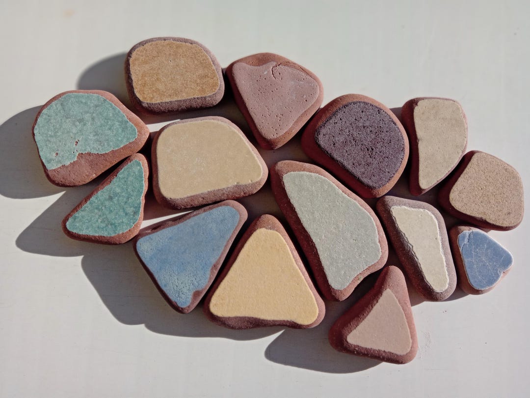 14 Pcs Sea Pottery /authentic Beach Pottery (weight 201 Gr.- 7,09 Oz ...