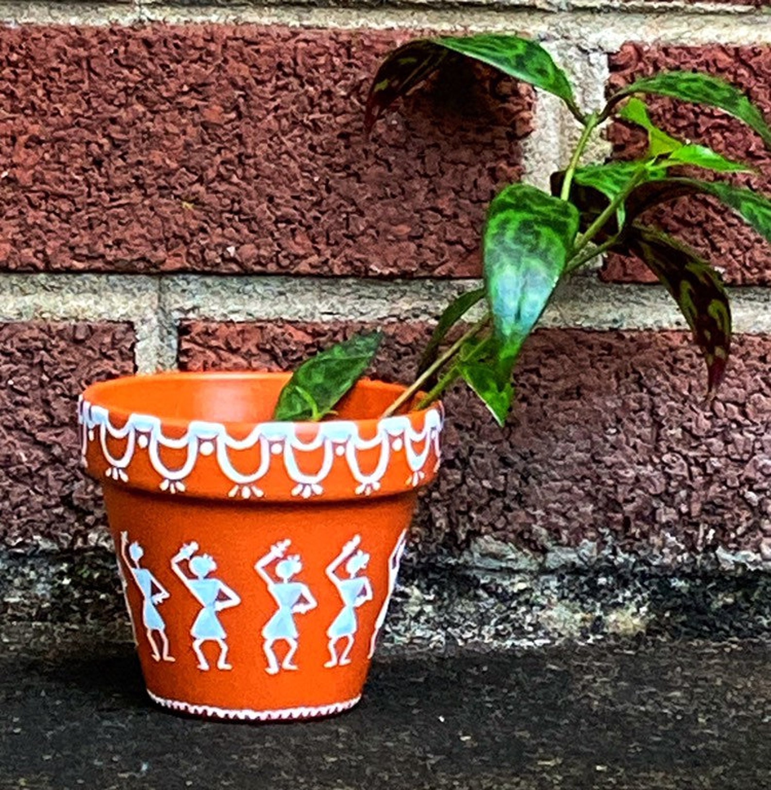 Painted Pots 3 Hand Painted Warli Art Flower Pots Unique - Etsy
