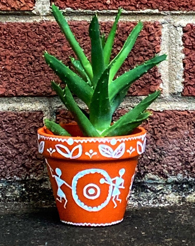 Painted Pots 3 Hand Painted Warli Art Flower Pots Unique - Etsy