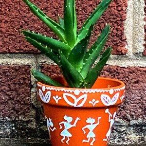 Painted Pots, 3 Hand Painted Warli Art Flower Pots Unique Teacher ...