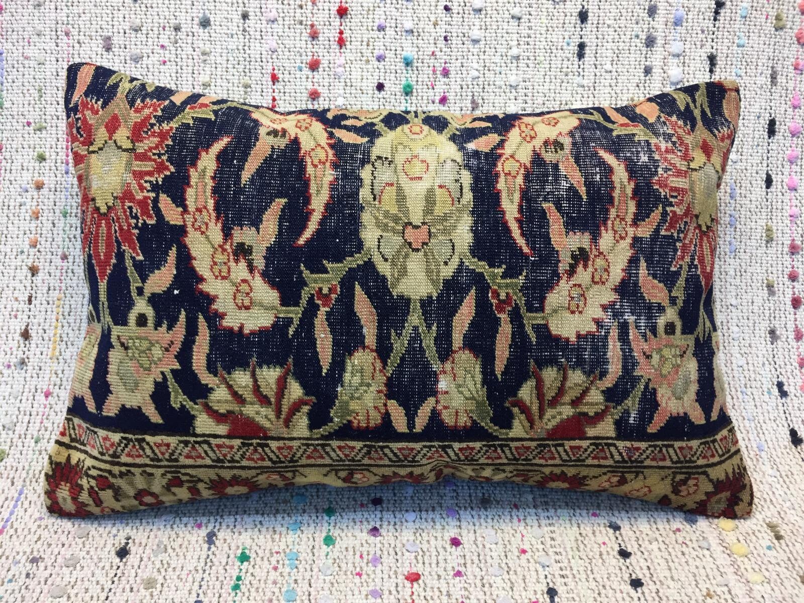 18x28 Rug Pillow Cover Navy Blue Pillow Couch Pillow Sofa Pillow Lumbar ...