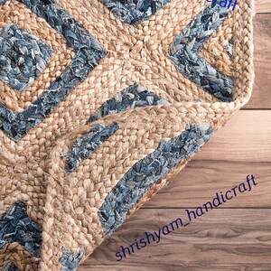Indian Braided Floor Rug Boho Jute Denim Rug Handmade - Etsy