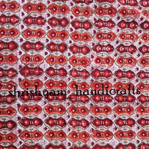Red Floral Print Fabric, Hand Block Print India Fabric Sold by Yard ...