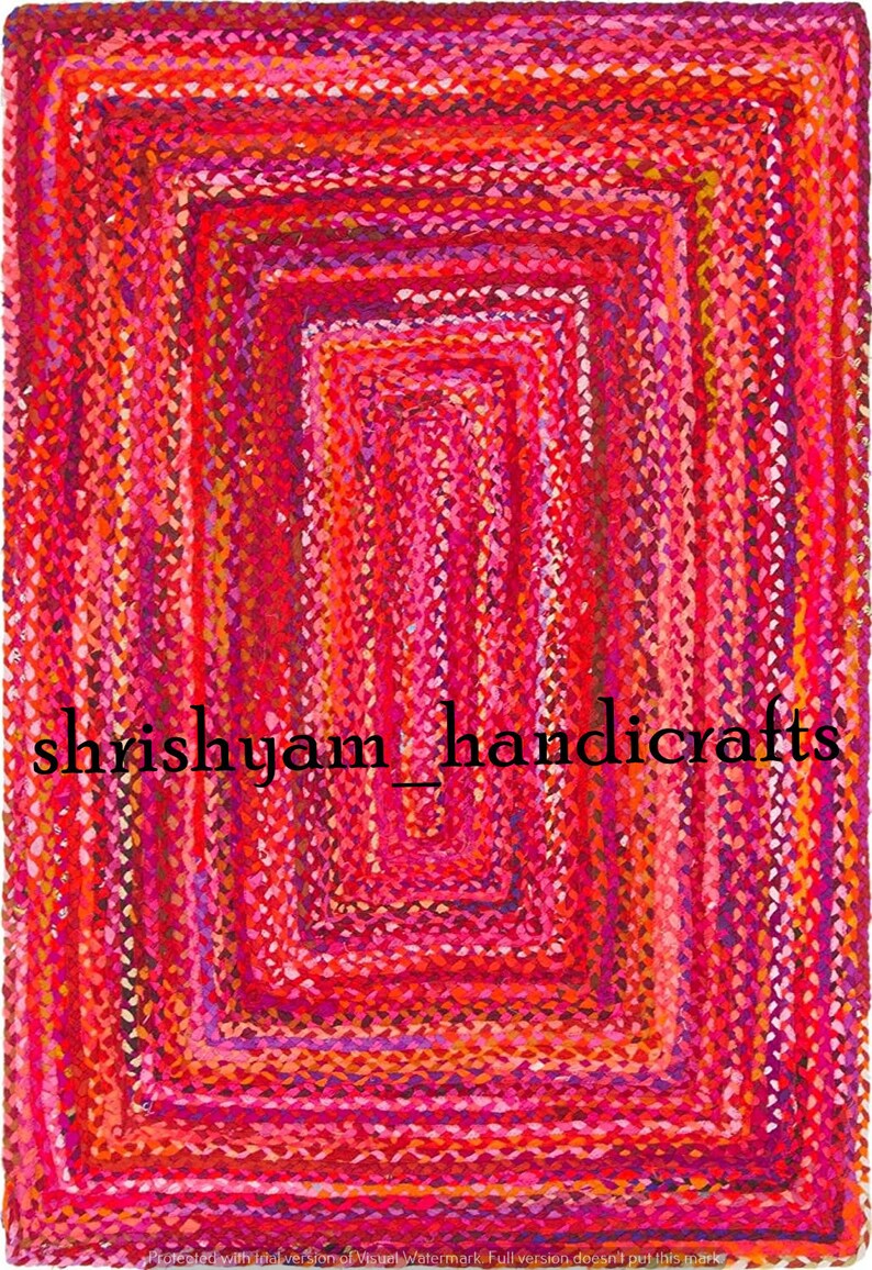 Hand Braided Bohemian Colorful Cotton Chindi Area Rug Home - Etsy