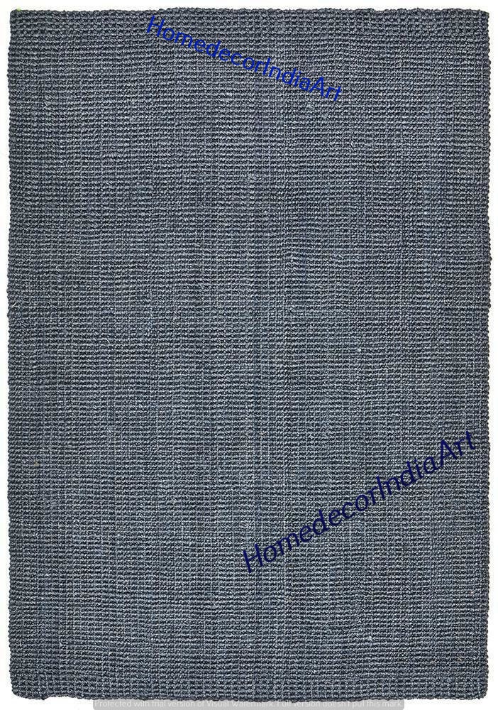 Blue Color Natural Jute Rectangle Rug Indian Handmade | Etsy