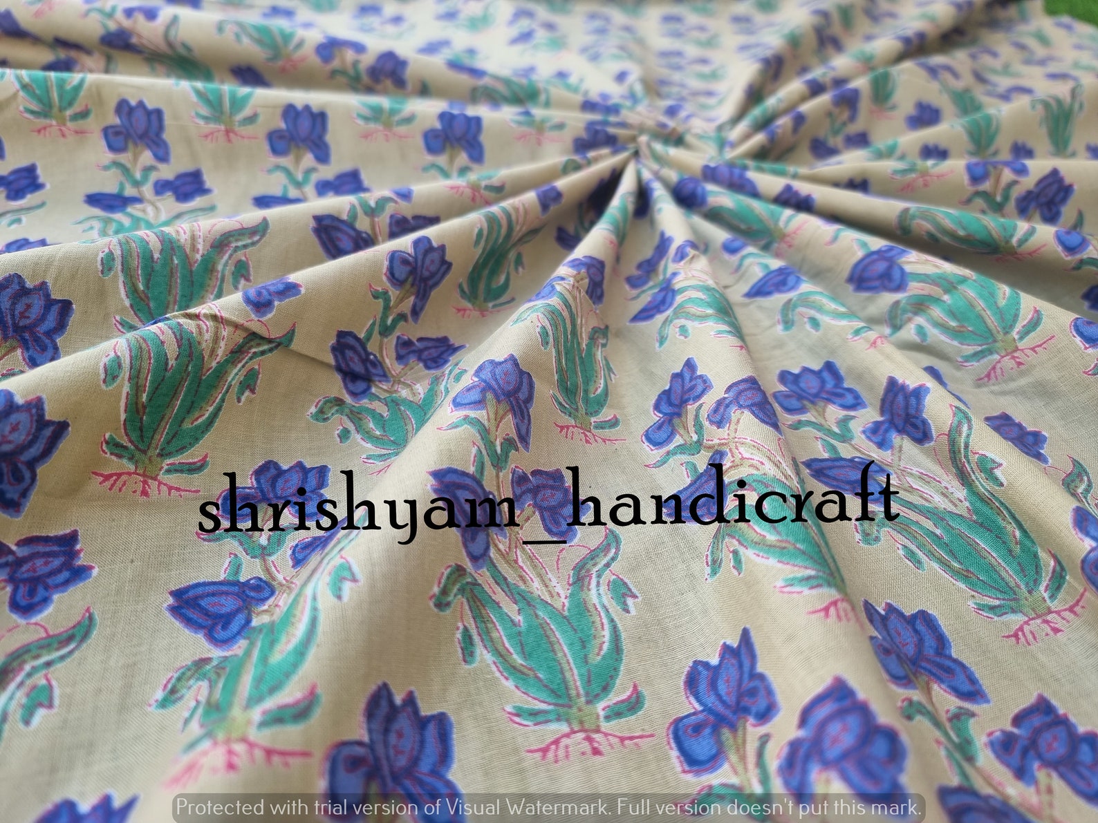 Hand Dyed Print Cotton Fabric Block Print Fabric Dress - Etsy