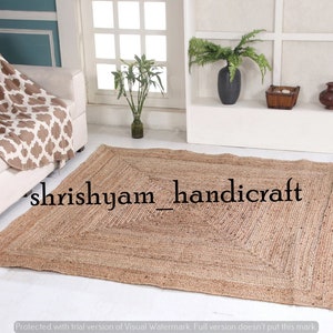 2X2, 3X3, 4X4, 5X5, 6X6, 7X7, 8X8, 9X9, 10X10 Hand Braided Square Jute ...