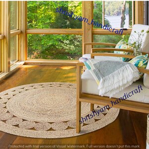 Braided Bohemian Jute Area Rug Round Rag Rug Home Decor Rugs Circle ...