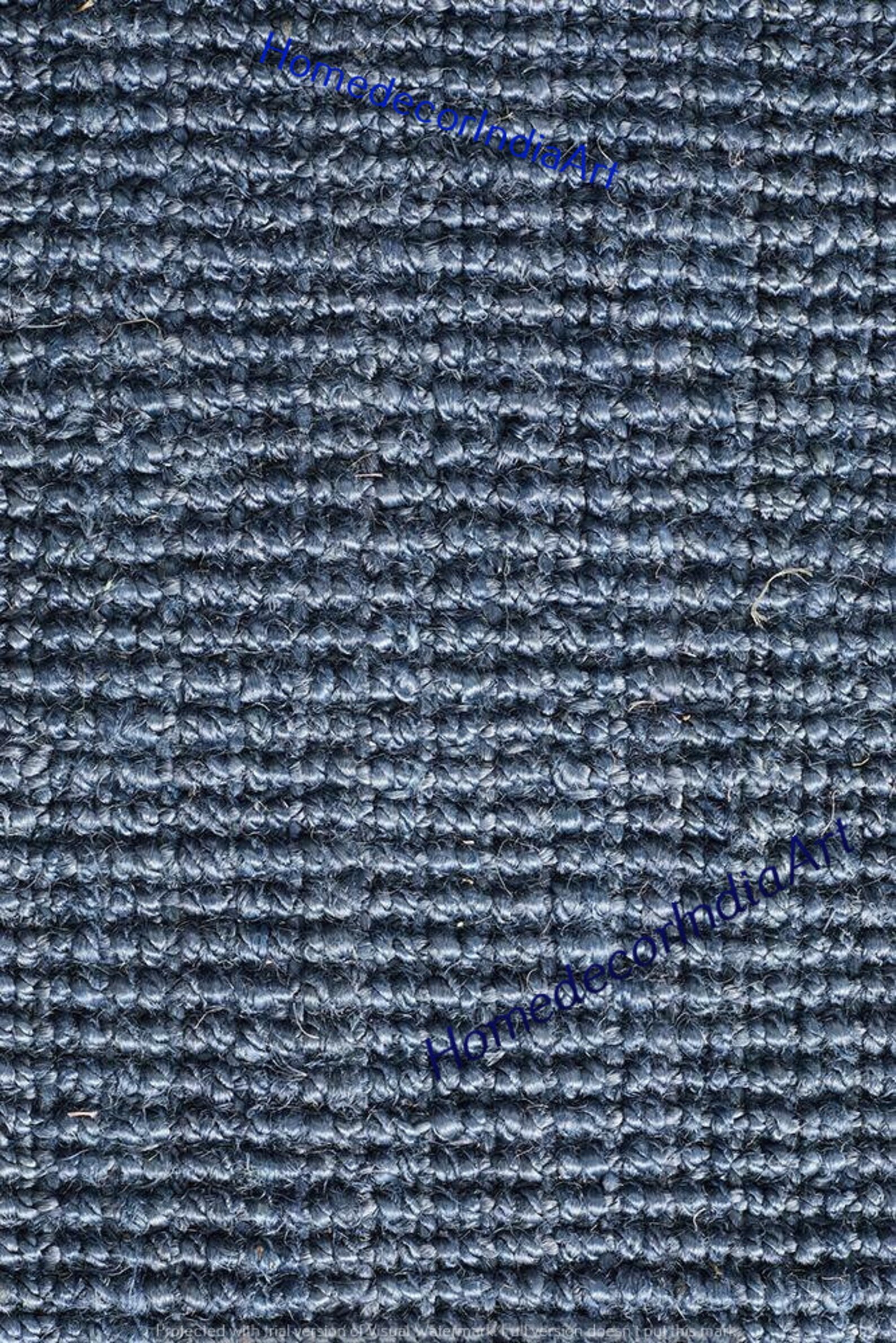 Blue Color Natural Jute Rectangle Rug Indian Handmade | Etsy