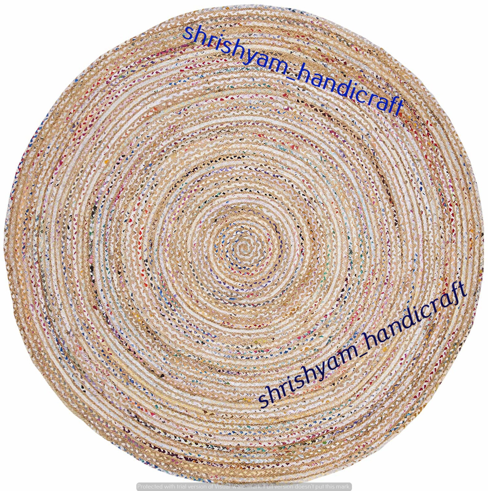 Home Decor Bedroom Living Room Jute and Cotton Rug Round White - Etsy