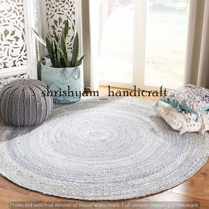RAG RUG, Braided Round Rug, Meditation Mat, Mandala Rug, Bohemian Decor ...