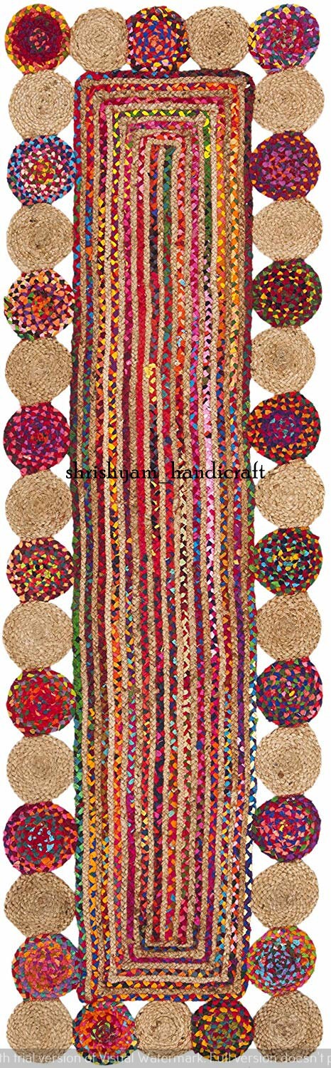 Bohemian Handmade Jute & Cotton Mix Rug Braided Rag Rug - Etsy