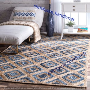 Indian Braided Floor Rug Boho Jute Denim Rug Handmade - Etsy