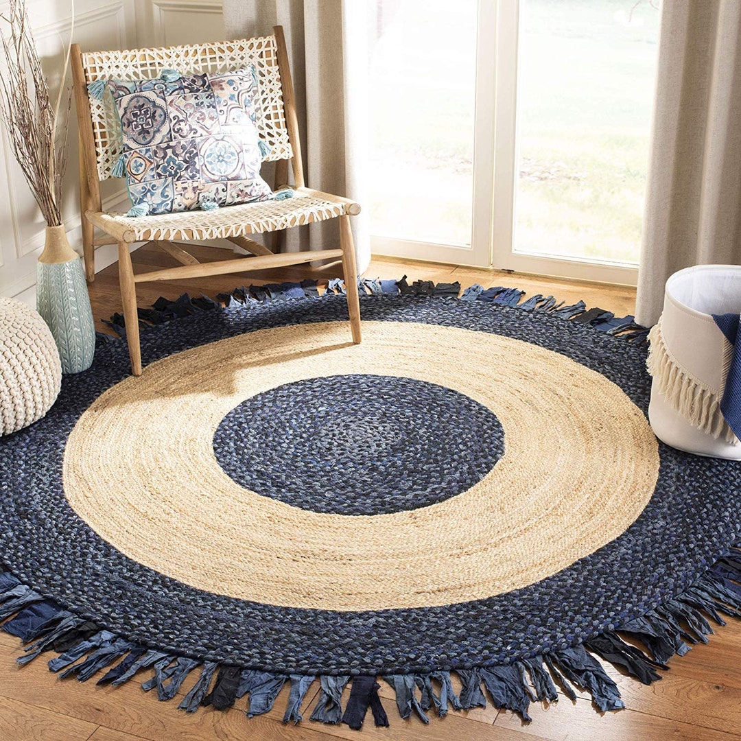 Natural Jute Hand Braided Bohemian Jute Rug, Custom Size Handmade Rug ...