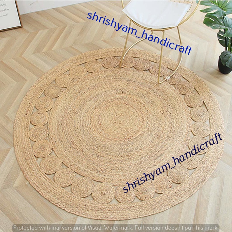 Braided Bohemian Jute Area Rug Round Rag Rug Home Decor Rugs - Etsy