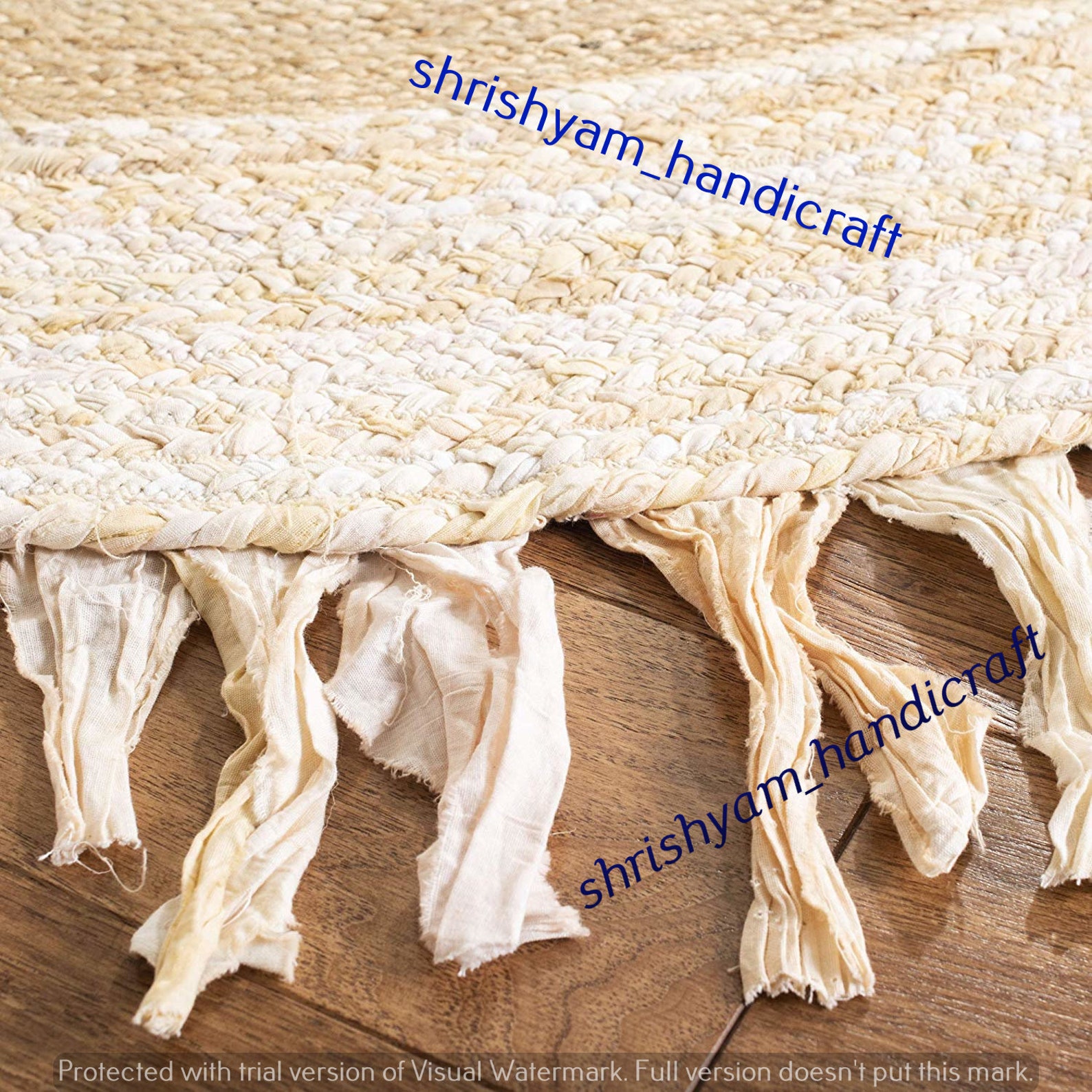 Floor and Kitchen Round Rag Rug Handwoven Natural White and - Etsy India